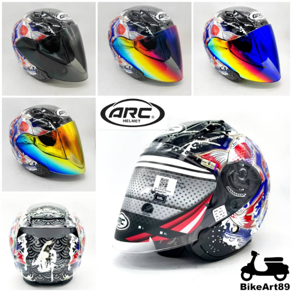 ARC XR KOI BLUE HELMET OPEN FACE Accessories Koi Fish RSX150 ADV RS150 ...