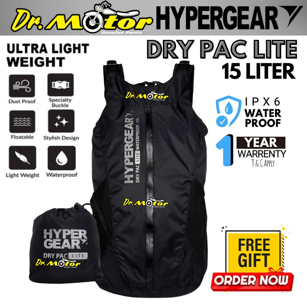 HYPERGEAR DRY PAC LITE WATER PROOF LIGHTWEIGHT EXPANDABLE BACKPACK BAG ...