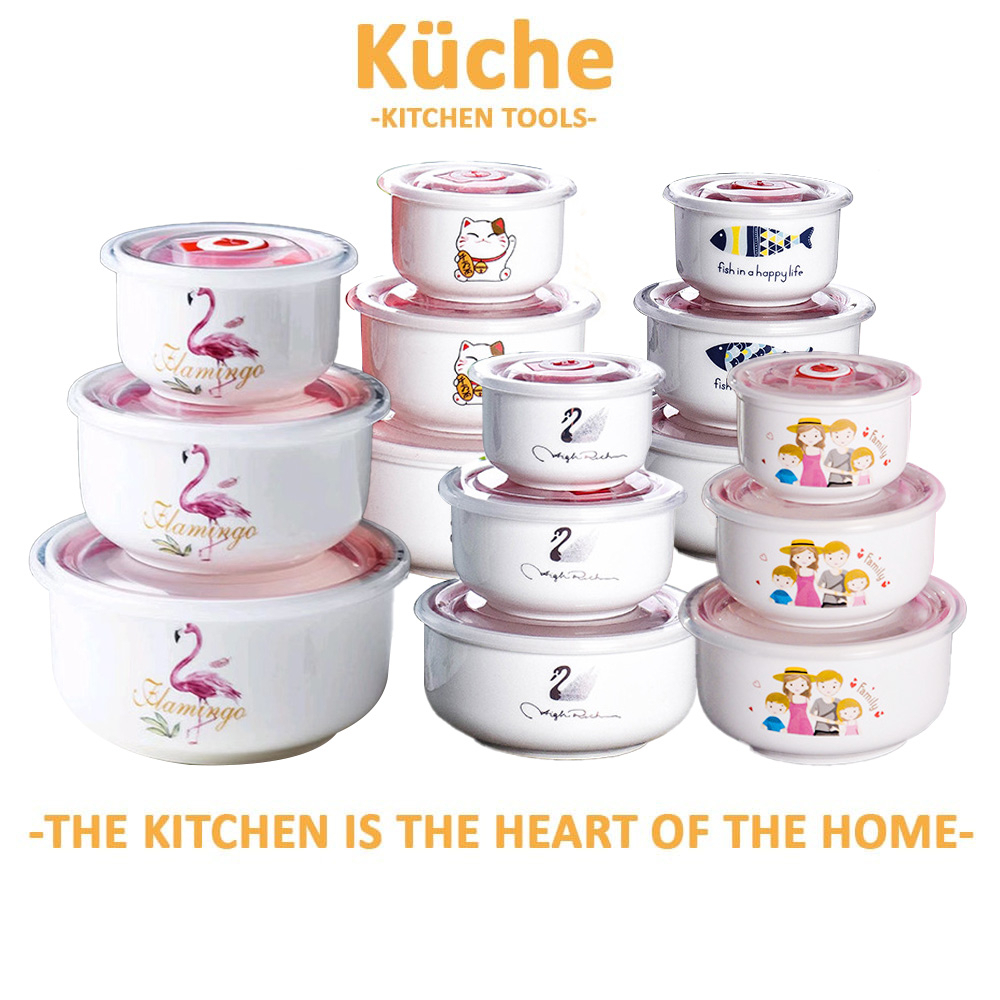 KUCHE Tableware Set Ceramic Tableware Set Ceramic Bowl Sealing Cover ...