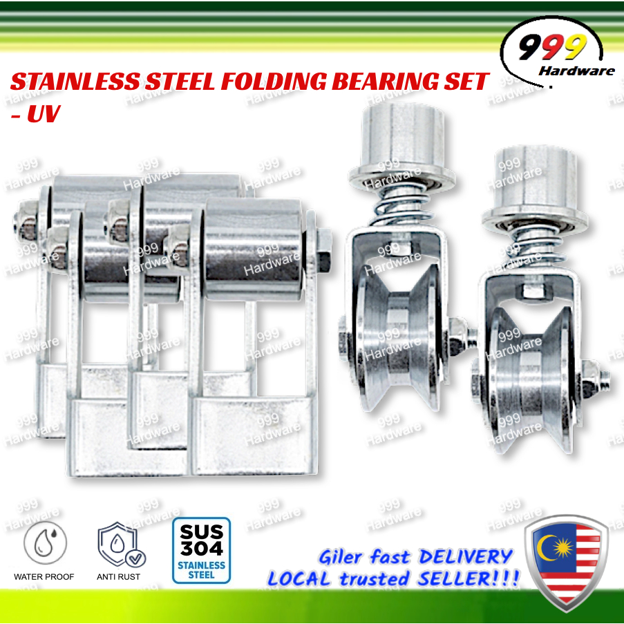 999 STAINLESS STEEL SUS304 FOLDING GATE BEARING SET ( U / UV ROLLER ...
