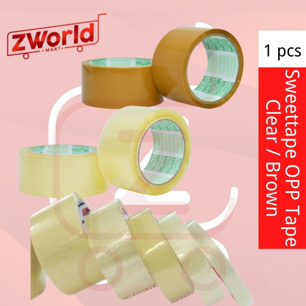 Sweettape OPP Tape 60mm X40yd & 72mm X40yd (Clear / Brown) 1PCS ...