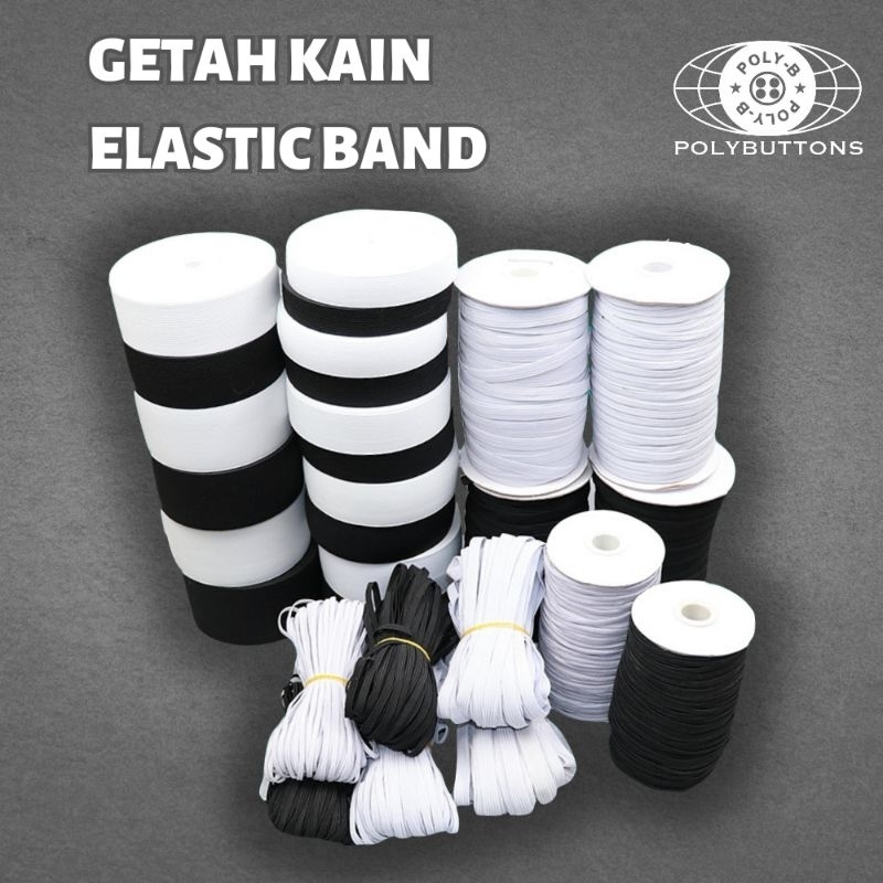POLYBUTTONS Getah Seluar Getah Kain Polyester Elastic Band Getah ...