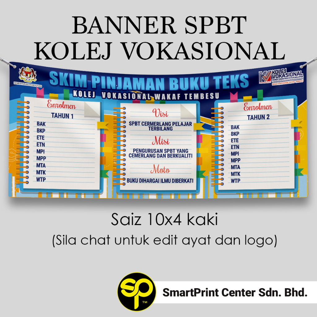 BANNER BILIK SPBT KOLEJ VOKASIONAL SAIZ 10X4 KAKI | Shopee Malaysia