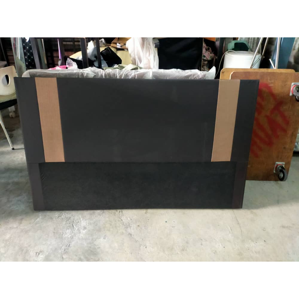 Brown Stripe Black Headboard Kepala Katil For Queen Size Bed | Shopee ...