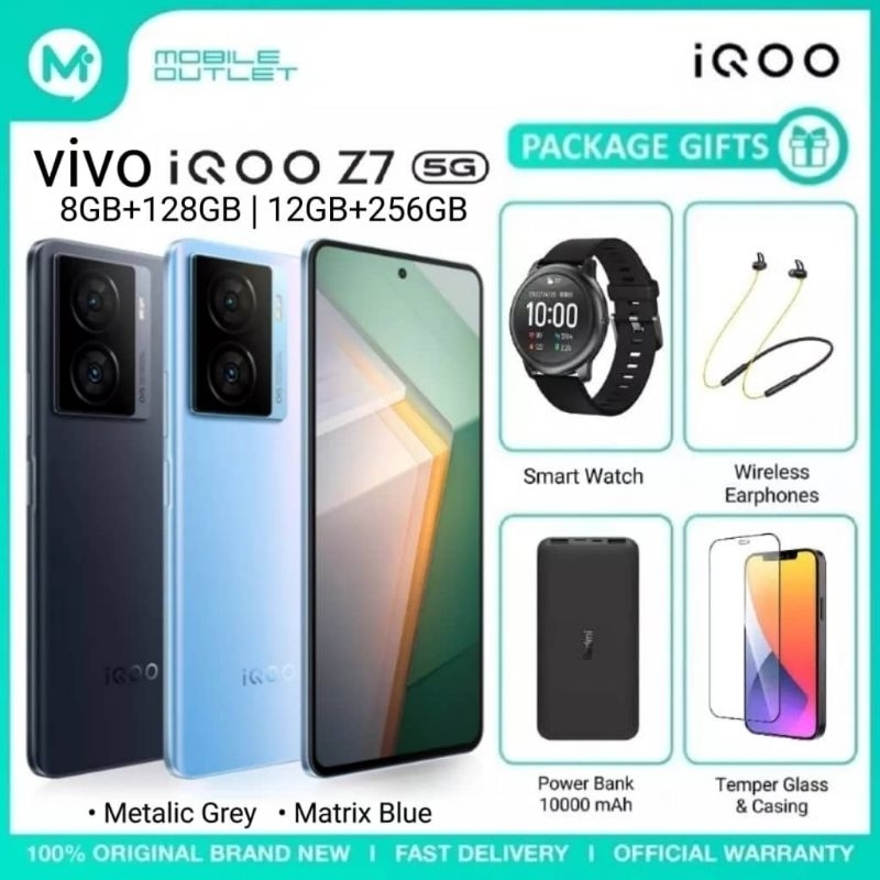 vivo iQOO Z7 5G ( 16GB(8+8)+128GB | 20GB(12+8)+256GB ) 120W Flash Charge | Snapdragon 782 5G ...
