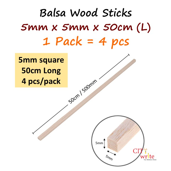 Balsa Wood Sticks DIY Craft Materials Square Dowel Strips 2mm 3mm 4mm ...