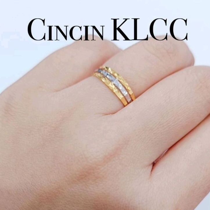 Merdeka 916 Gold 2C KLCC 3 Layer Ring / Cincin KLCC Emas 916 ( Size 7 ...