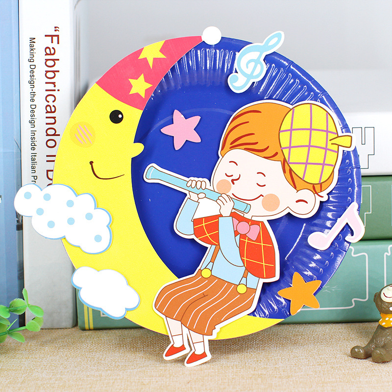 Colorful Cartoon DIY Paper Plate Stickers Kids Kindergarten Art & Craft ...