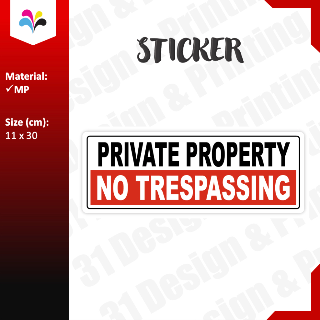 Private property no trespassing sign stickers warning label sticker ...