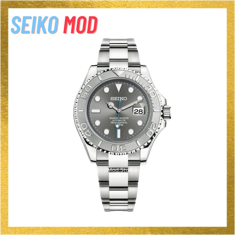 Seikolex Yacht Master NH35 Silver Grey Seiko Mod custom watch mechanical watch | Shopee Malaysia