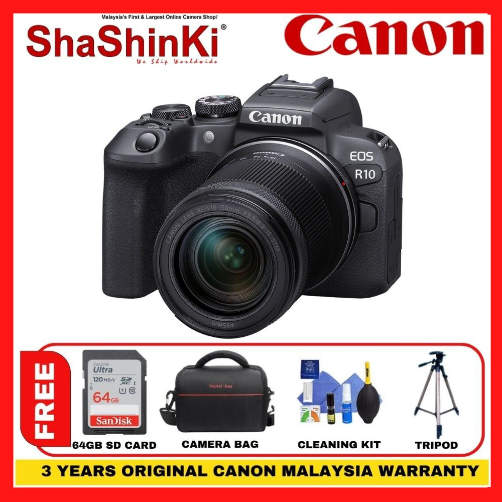 Canon EOS R10 Mirrorless Camera with 18-150mm Lens (Free 64GB SD Card ...