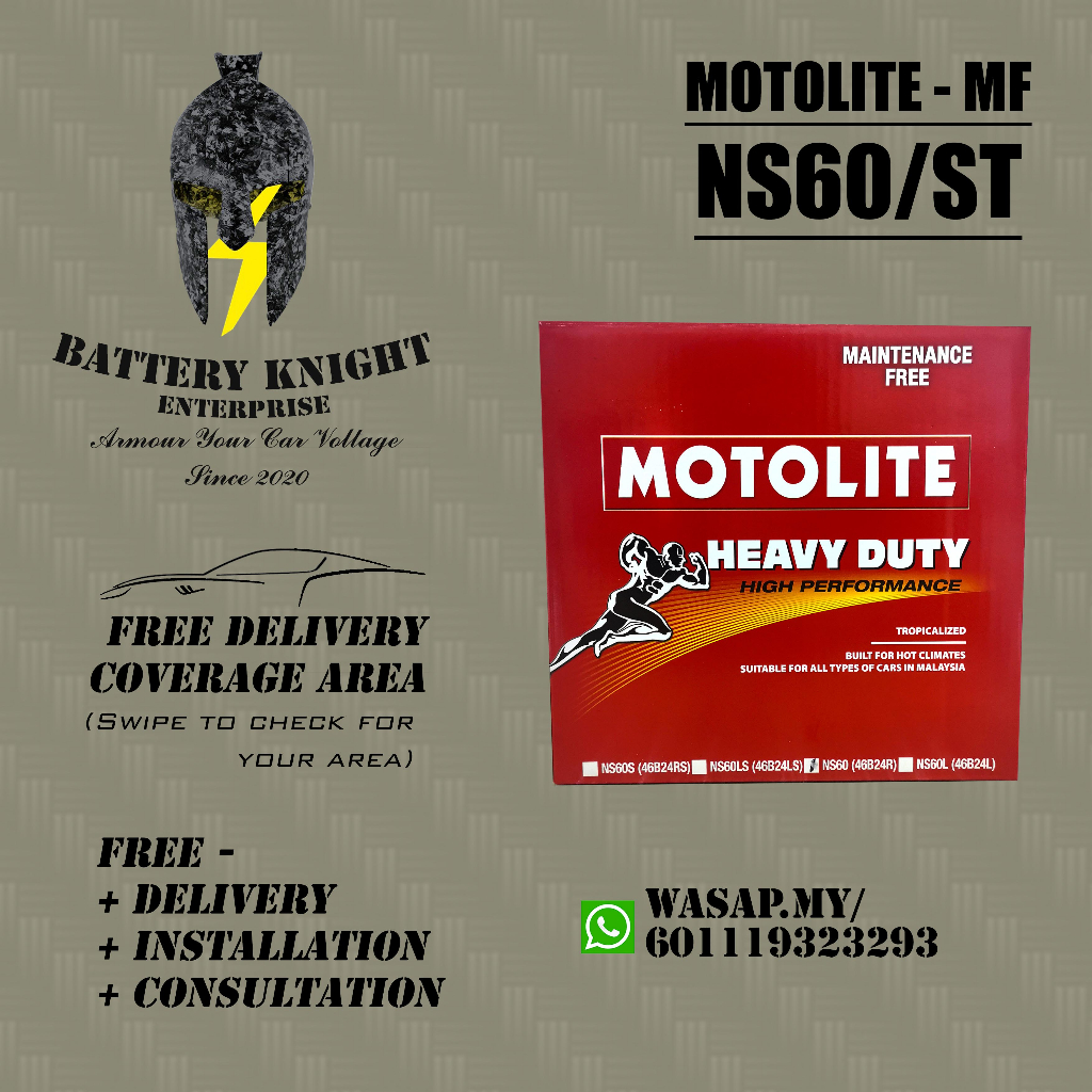 NS60 NS60S Motolite MF Bateri Kereta Car Battery Honda Proton Toyota Suzuki (Trade in Option ...