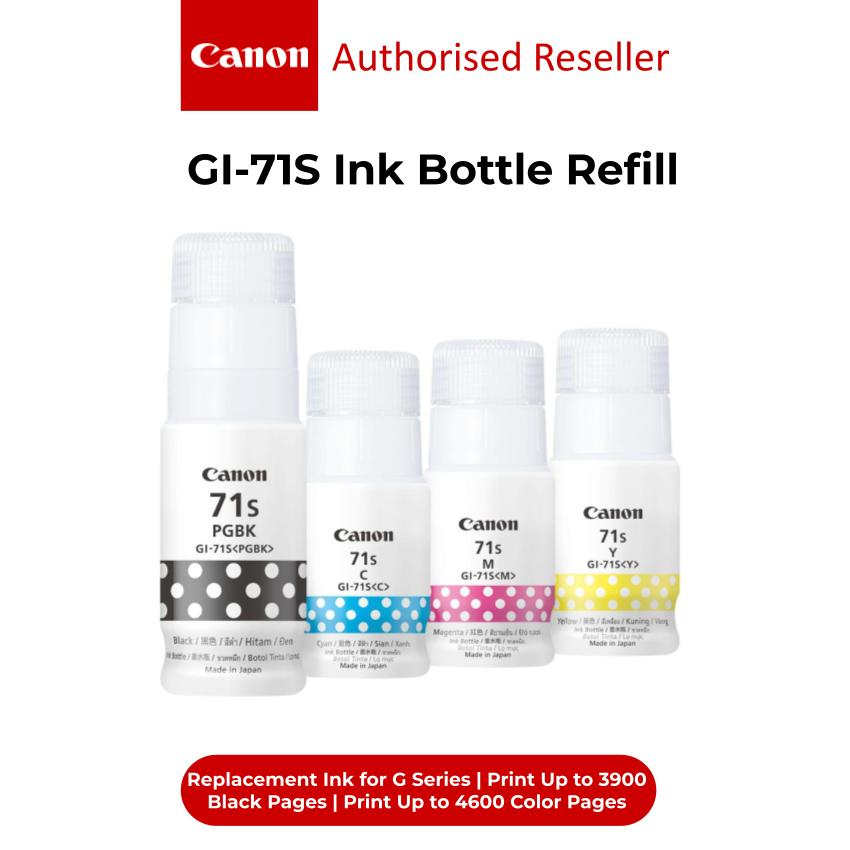 CANON GI-71S BLACK CYAN MAGENTA YELLOW INK BOTTLE (40 ML) For PIXMA ...