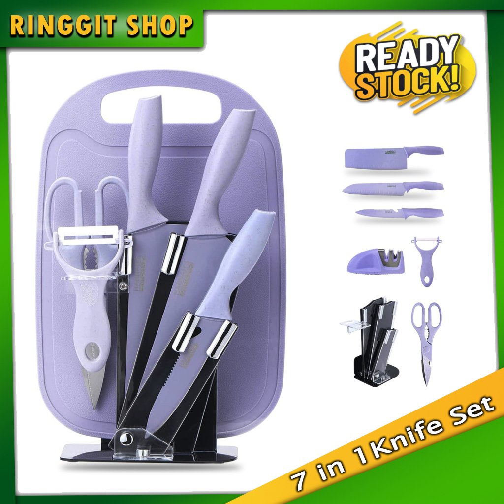 Ringgit Shop KNIFE SET 7 in 1 ( SET PISAU VIRAL) Kitchen Knife / Alatan ...