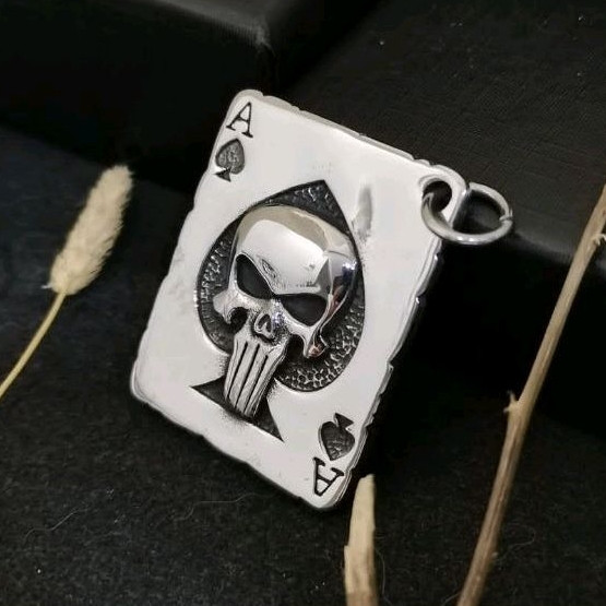 Stainless Steel Ace Of Spades Skull Poker Card Pendant. | Shopee Malaysia