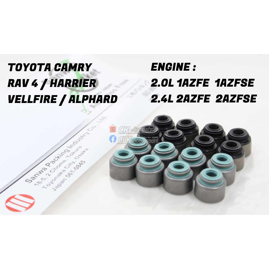 Sanwa Japan Viton Valve Seal - TOYOTA 2.0L 2.4L Camry RAV 4 Harrier Vellfire Alphard 1AZFE ...