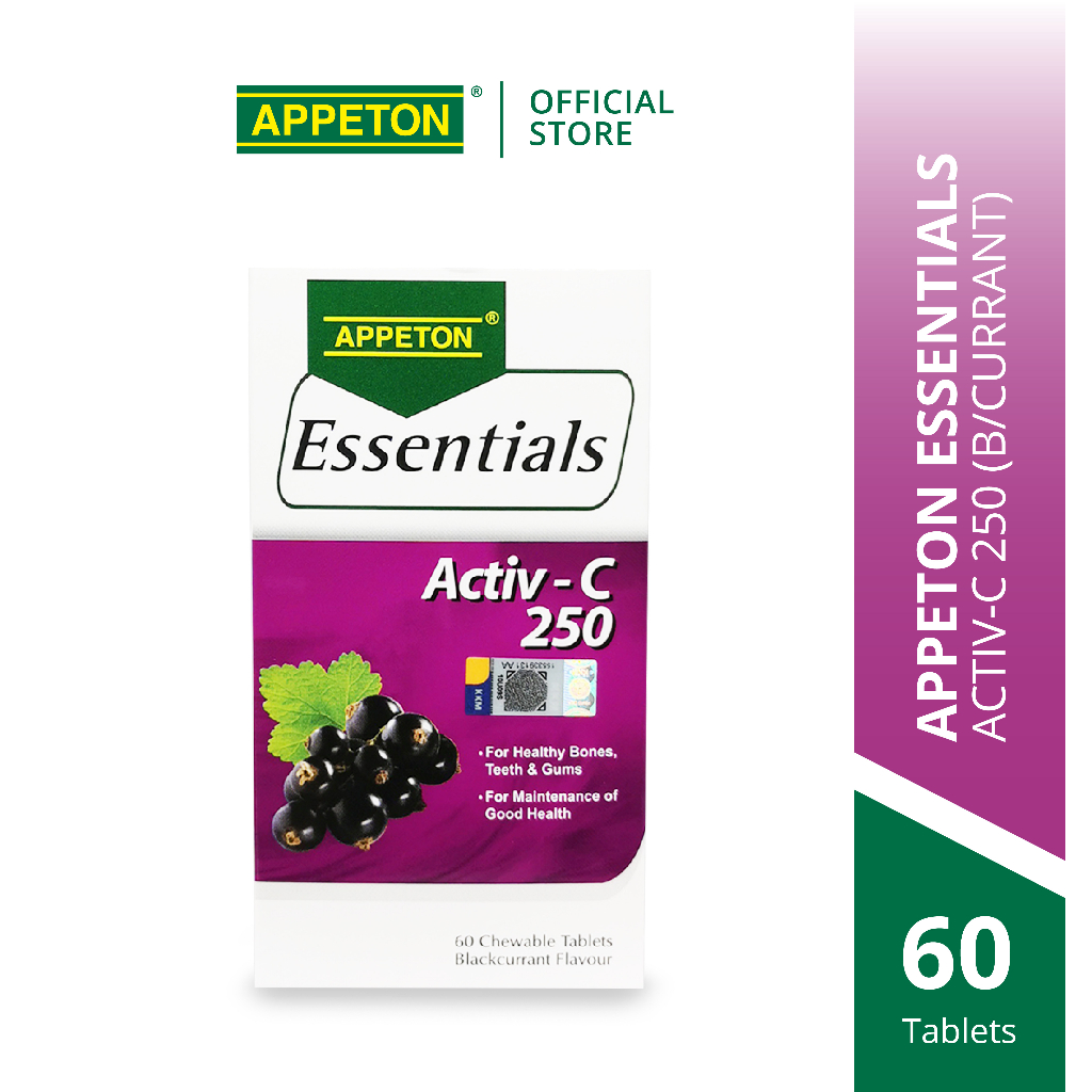 APPETON Essentials Activ-C 250 Blackcurrant for Immunity & Antioxidant ...
