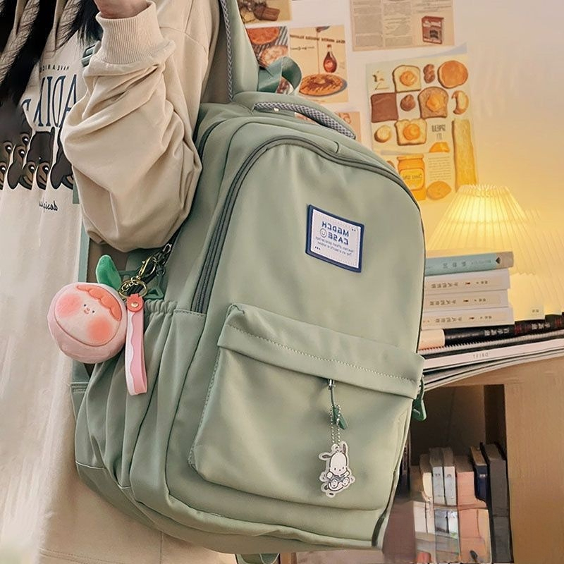 Waterproof Korean School Bag - Large Solid Color Backpack for Students, Japanese Travel Bag ...