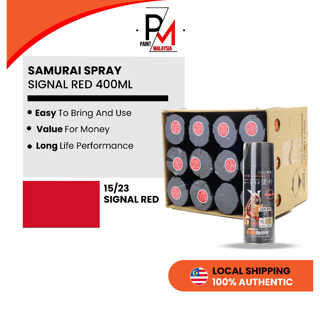 SAMURAI Spray Paint Signal Red (15) Colour Paint 400ML (12 Cans/Box ...