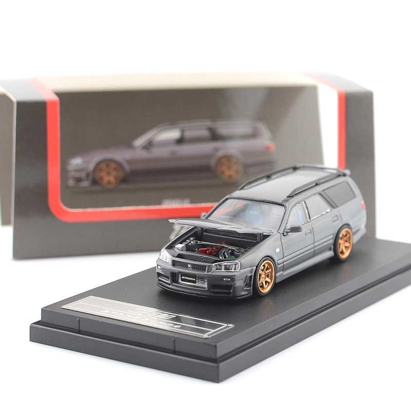 ZOOM 1/64 STAGEA GT-R R34 WAGON OPENABLE HOOD WITH DETAILED ENGINE ...