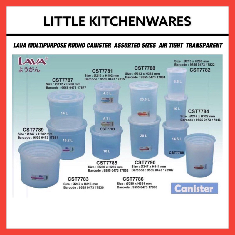 LAVA Transparent Air Tight Multipurpose Round Container Food Storage ...