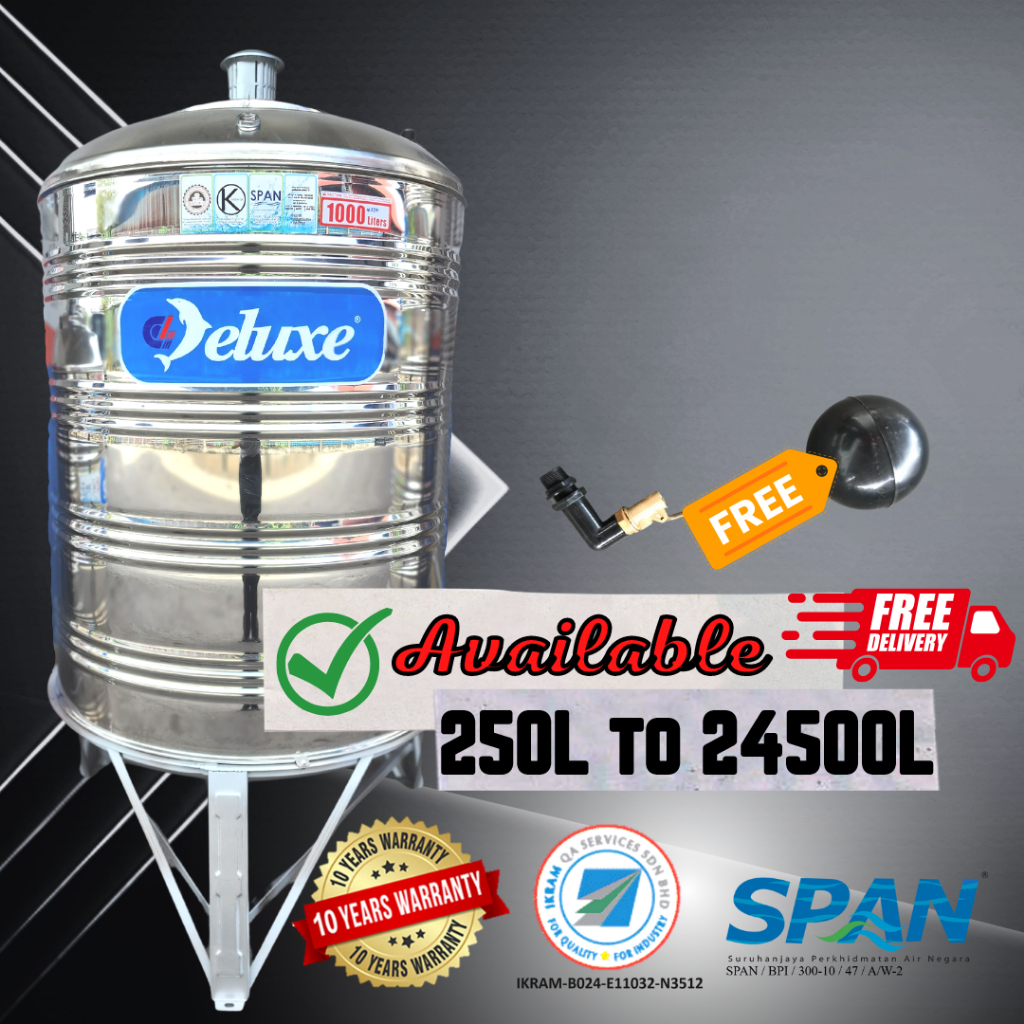 Deluxe 304 Stainless Steel Water Tank C/W stand outdoor water tank ...