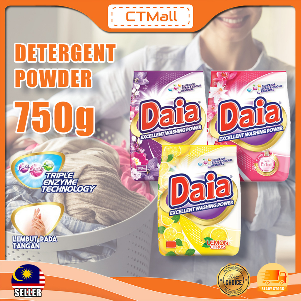 DAIA Excellent Washing Detergent Powder 750g Eau De Parfum Lemon Citrus ...