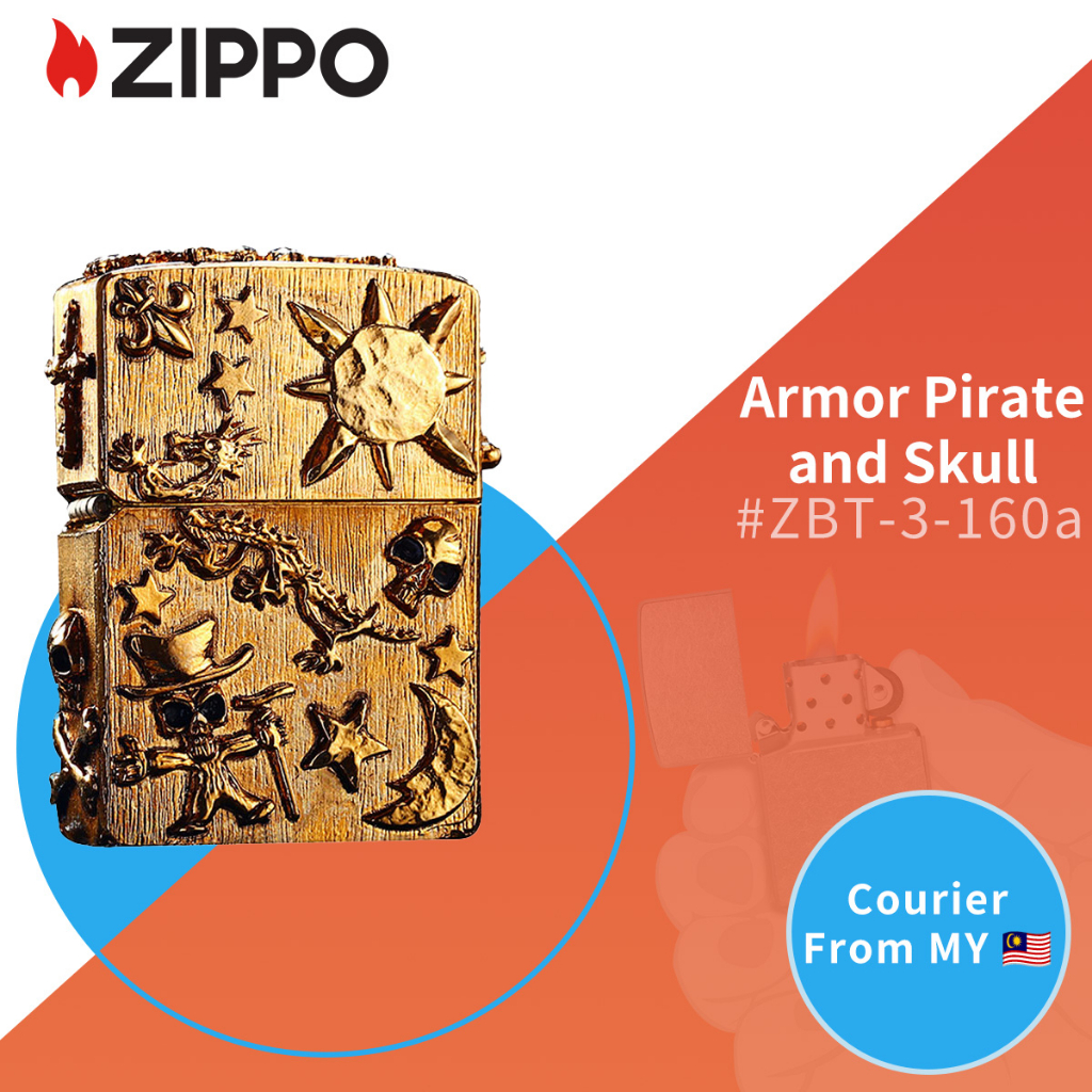 Zippo Armor Pirate and Skull Design Pocket Lighter | Zippo ZBT-3-160A | Shopee Malaysia