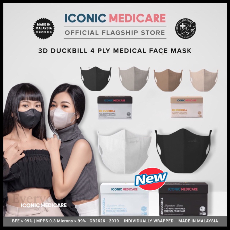 Iconic Medicare 4 Ply 3D Duckbill Adult Medical Face Mask (20pcs ...