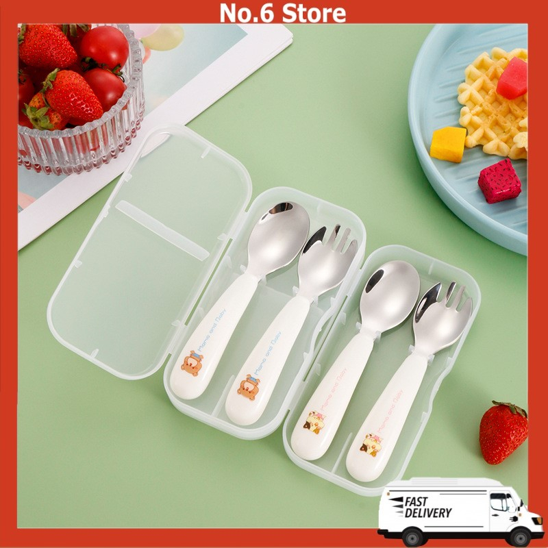 Gift Set Baby Training Stainless Steel Spoon Fork Set Toddler Self ...