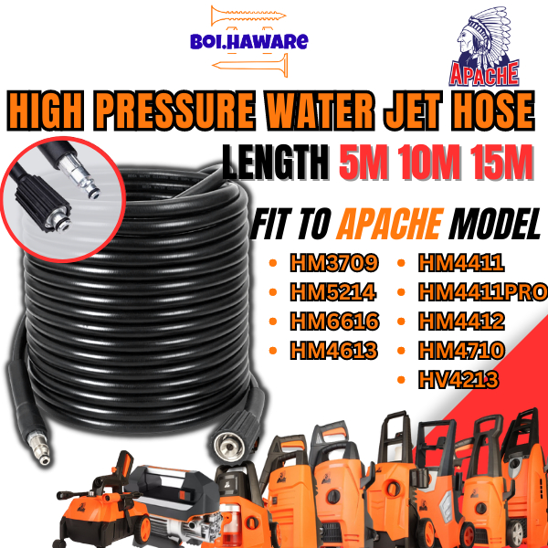 APACHE HIGH PRESSURE WATER JET HOSE FIT TO MODEL HM3709 HM5214 HM6616 ...