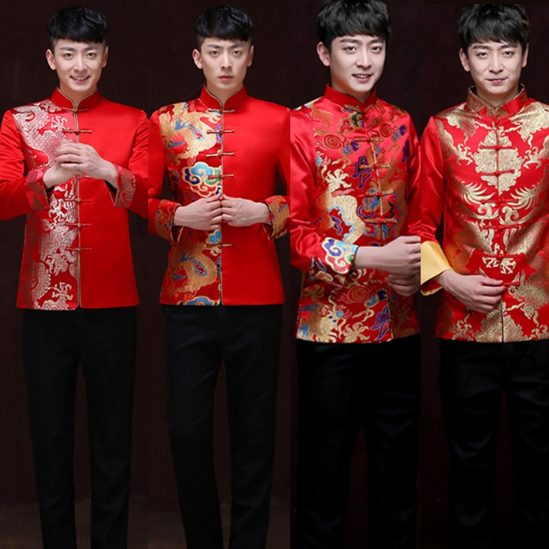 daidai (Ready Stock) Red Men Man Groom Formal Chinese Traditional Samfu ...