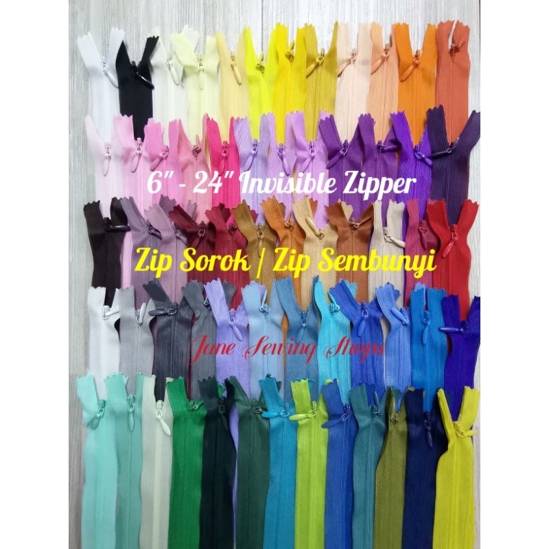 [ 1 Dozen 12PCS ] Zip Sorok/ Zip Sembunyi / Invisible Zipper / Hidden ...
