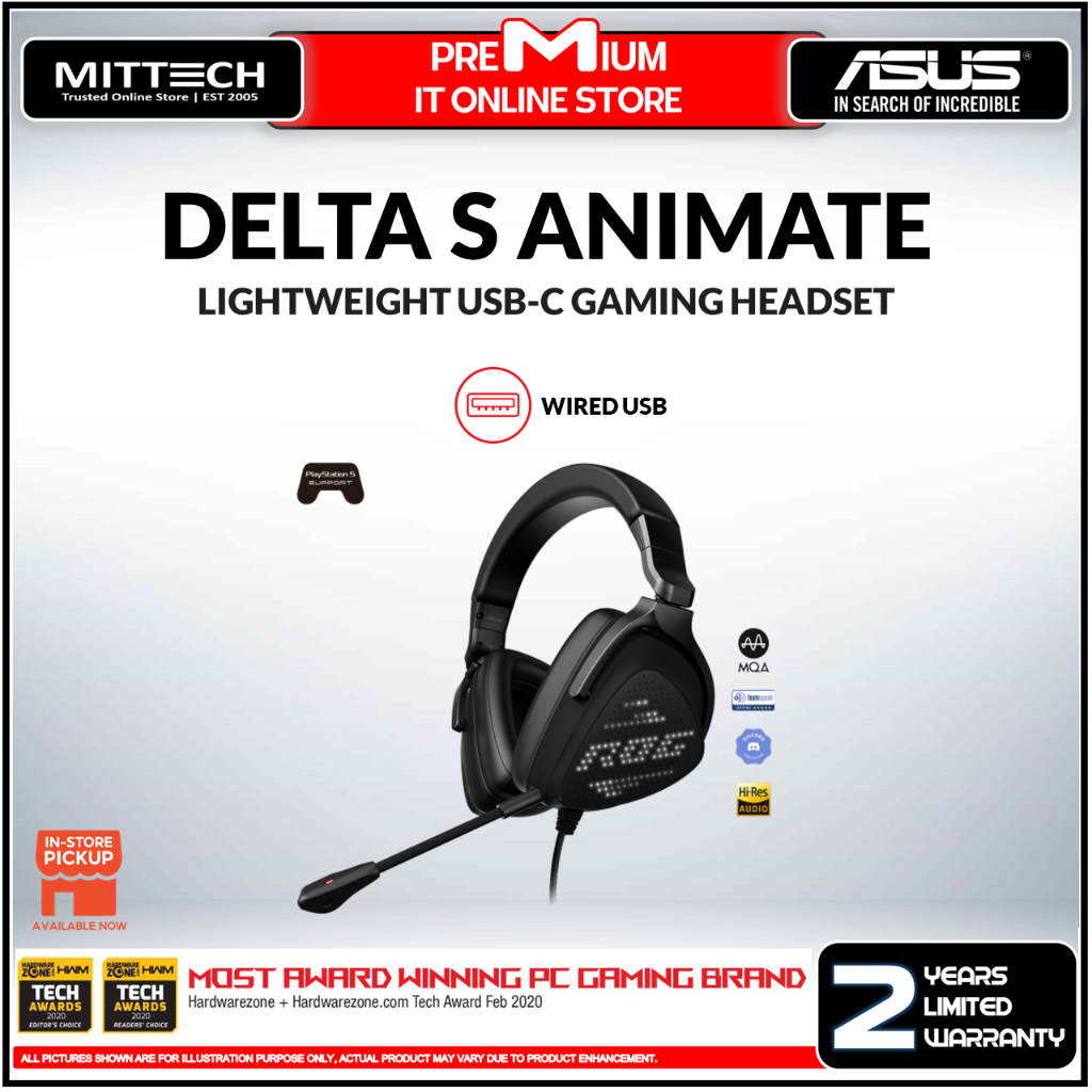 Asus ROG Delta S Animate Gaming Headset | Lightweight USB-C | AniMe ...