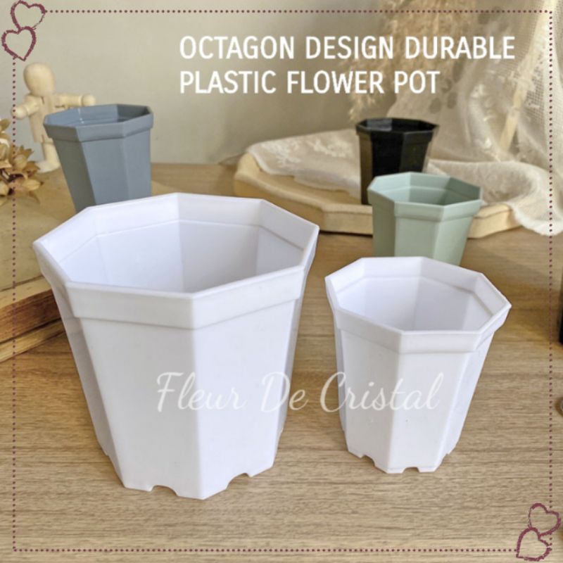 FDC - Octagon Design Durable Plastic Flower Pot | Pasu Mini Succulent ...