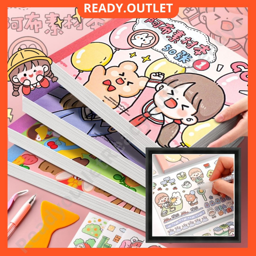 50Sheets Sticker Gift Box Cute Handbook Stickers for Notebook Set and ...