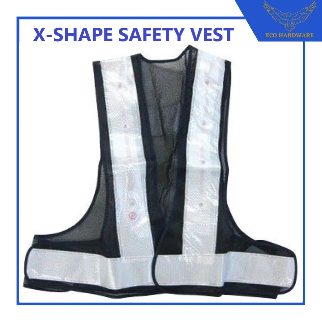 Safety Reflective Vest X-Shape Strip Black Fabric/High Visibility 5cm ...