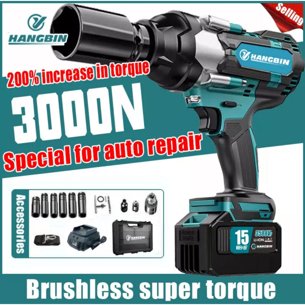 3588VF 3000N Electric 1/2 Inch Cordless Impact Wrench Heavy Duty ...