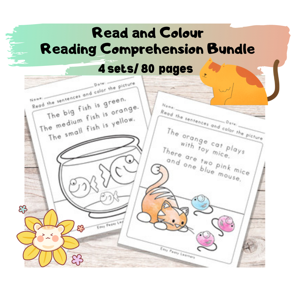 A295 - [PDF] Read and Colour Reading Comprehension Bundle 4 sets 80 ...