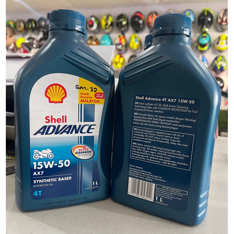 SHELL AX7 15W50 10W40 SEMI SYNTHETIC BASE MOTOCYCLE 4T ENGINE OIL (100% ...