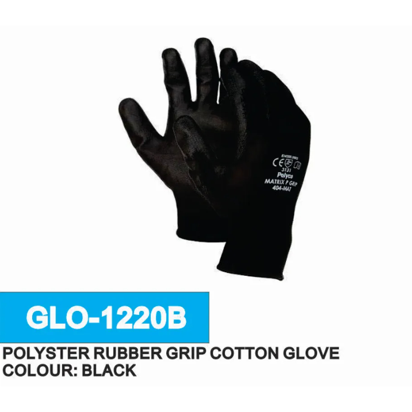 GLO-1220B POLYSTER RUBBER GRIP COTTON GLOVE (PER PAIR) | Shopee Malaysia