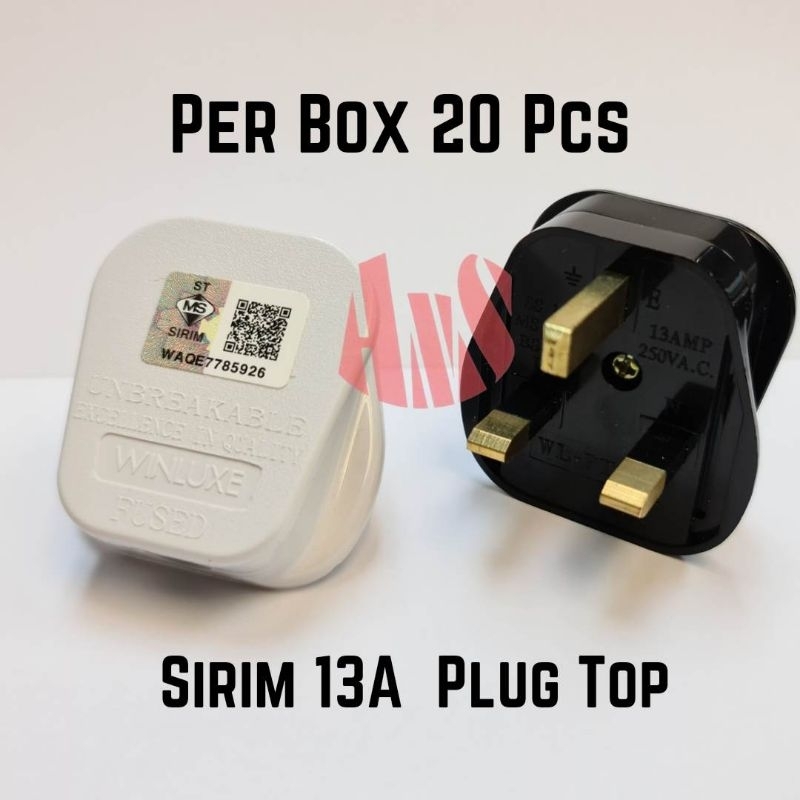 20pcs in 1 box, Sirim 13Amp Plug Top White Black | Shopee Malaysia