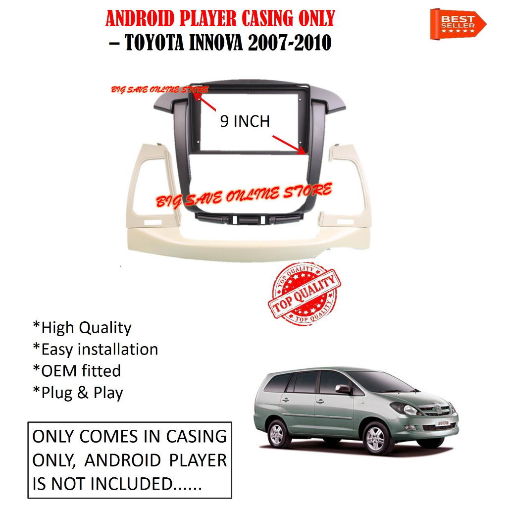 TOYOTA INNOVA 2007 - 2010 (AUTO / MANUAL) 9 INCH ANDROID PLAYER CASING ...