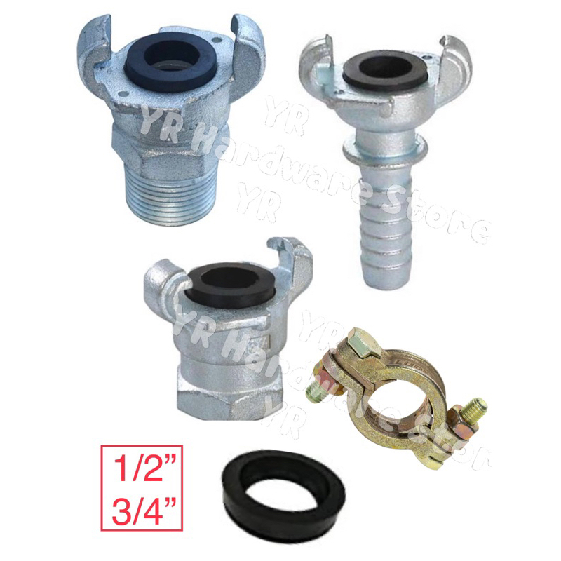 2-Lug Air Hose Coupling 1/2” & 3/4” Hose End Bolt Clamp /CLAW COUPLING ...