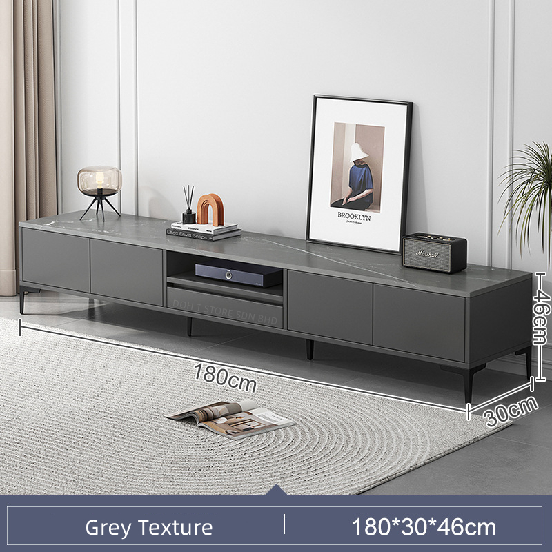 Modern Home TV Cabinet Grey 180cm Marble TV Rack Furniture Media ...
