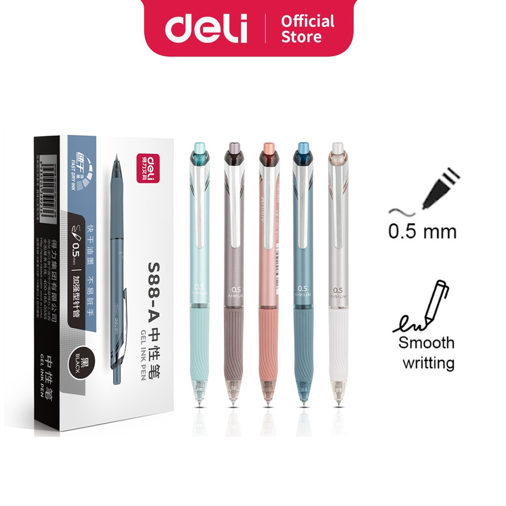Deli Gel Pen S88-A School Pen 0.5mm Black Ink Pens Fast Drying ...