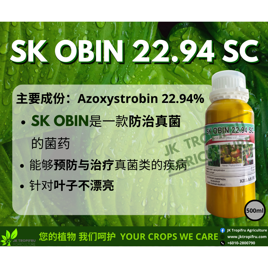 【Antraknos炭疽病/Reput Daun烂叶病】SK Obin 22.94 (500ML/1L) Fungicide/Racun ...