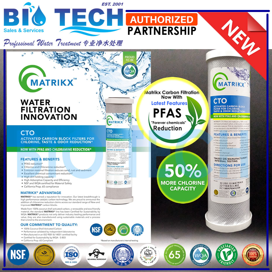 MATRIKX PFAS chlorine Chloramine taste & Odor Reduction USA 10 Inch CTO ...