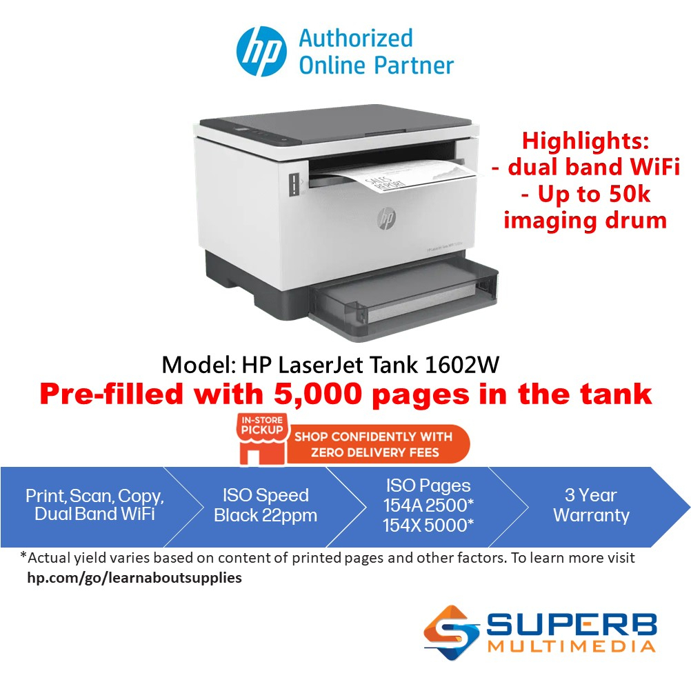 HP LaserJet Tank MFP 1602w Printer (Print, Scan, Copy, WiFi) | Shopee ...
