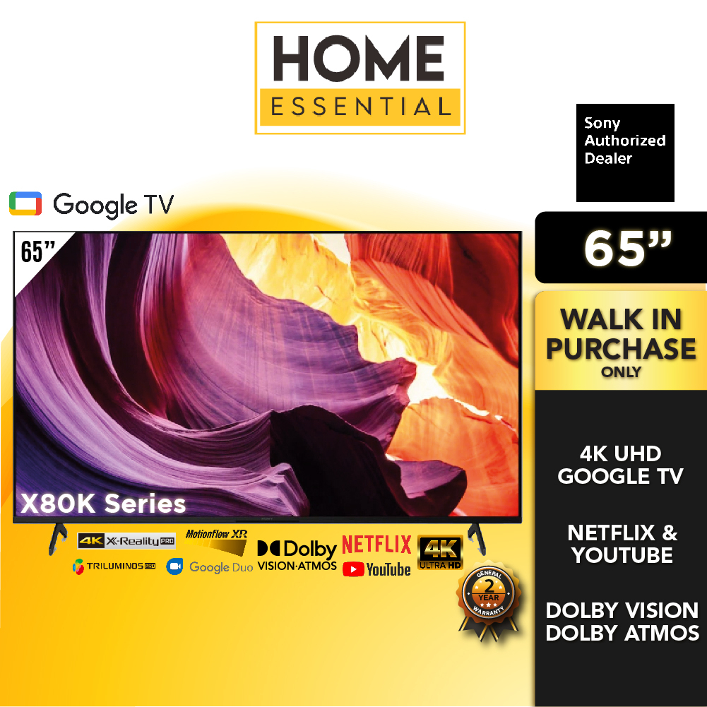 Sony 65 Inch 4K UHD Google TV KD-65X80K | Netflix & Youtube | Voice Search | X80K Sony Smart TV ...